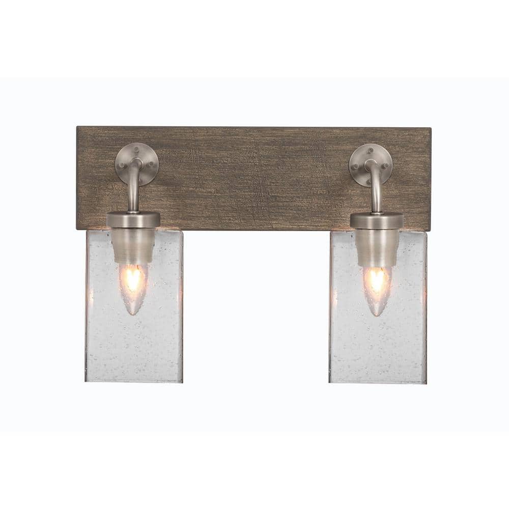 Kirby 16 in. 2-Light Graphite and Painted Distressed Wood-look Metal ...