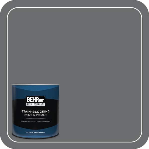 BEHR ULTRA 1 qt. #770F-5 Dark Ash Satin Enamel Exterior Paint & Primer ...