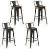 Homy Casa VUSTU 29 in. Kitchen Counter Height Gun Metal Bar Stools with ...