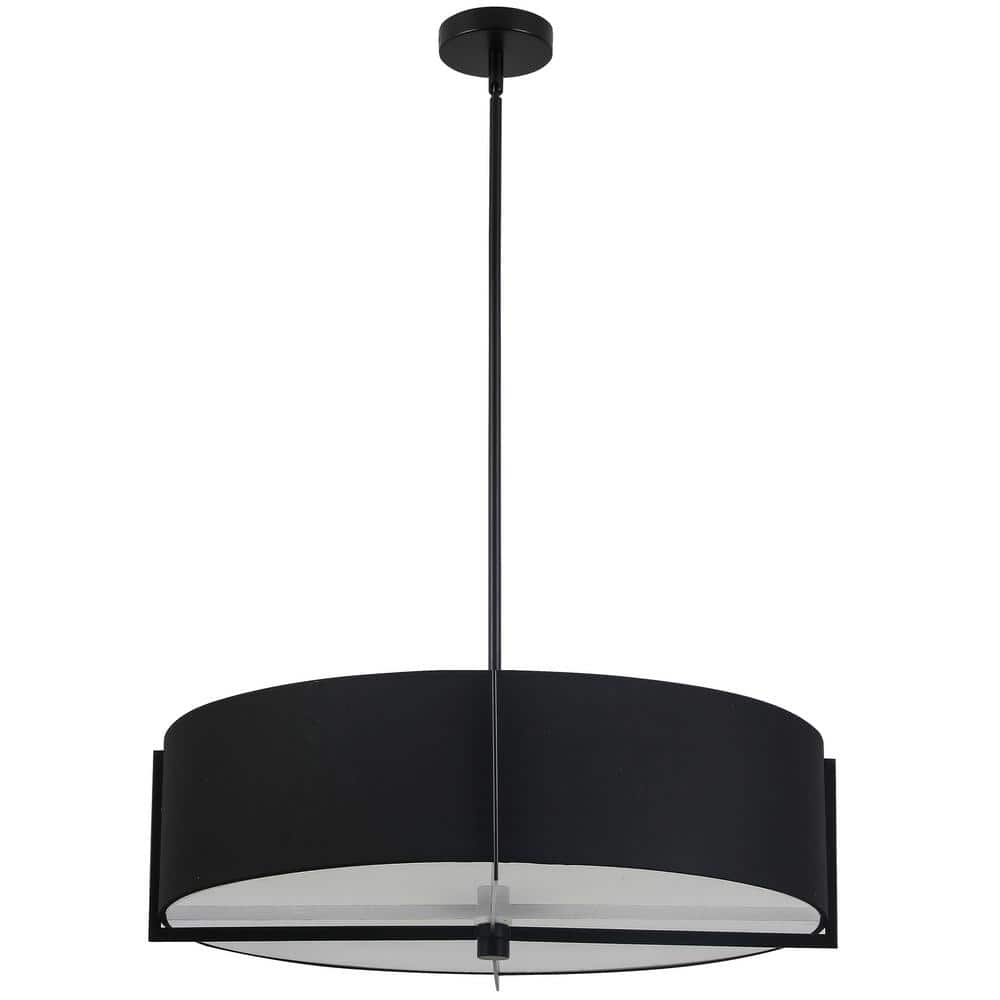 Dainolite Preston 4 Light Matte Black Shaded Pendant Light with Black ...