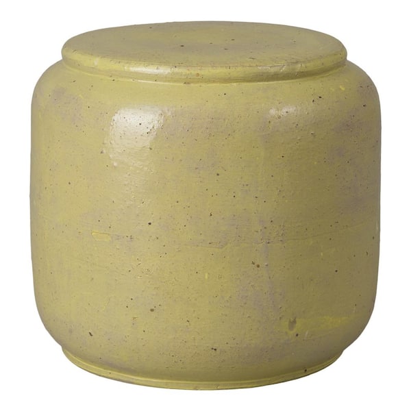 Emissary Squat 18 in. H Semi glossy Glaze Yellow Round Ceramic Garden ...