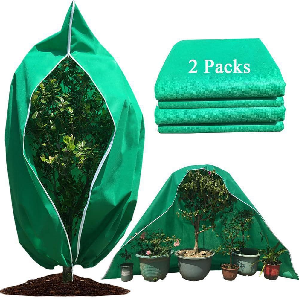 .N/A 75 in. White Fabric Plant Covers Freeze Protection with Zipper ...