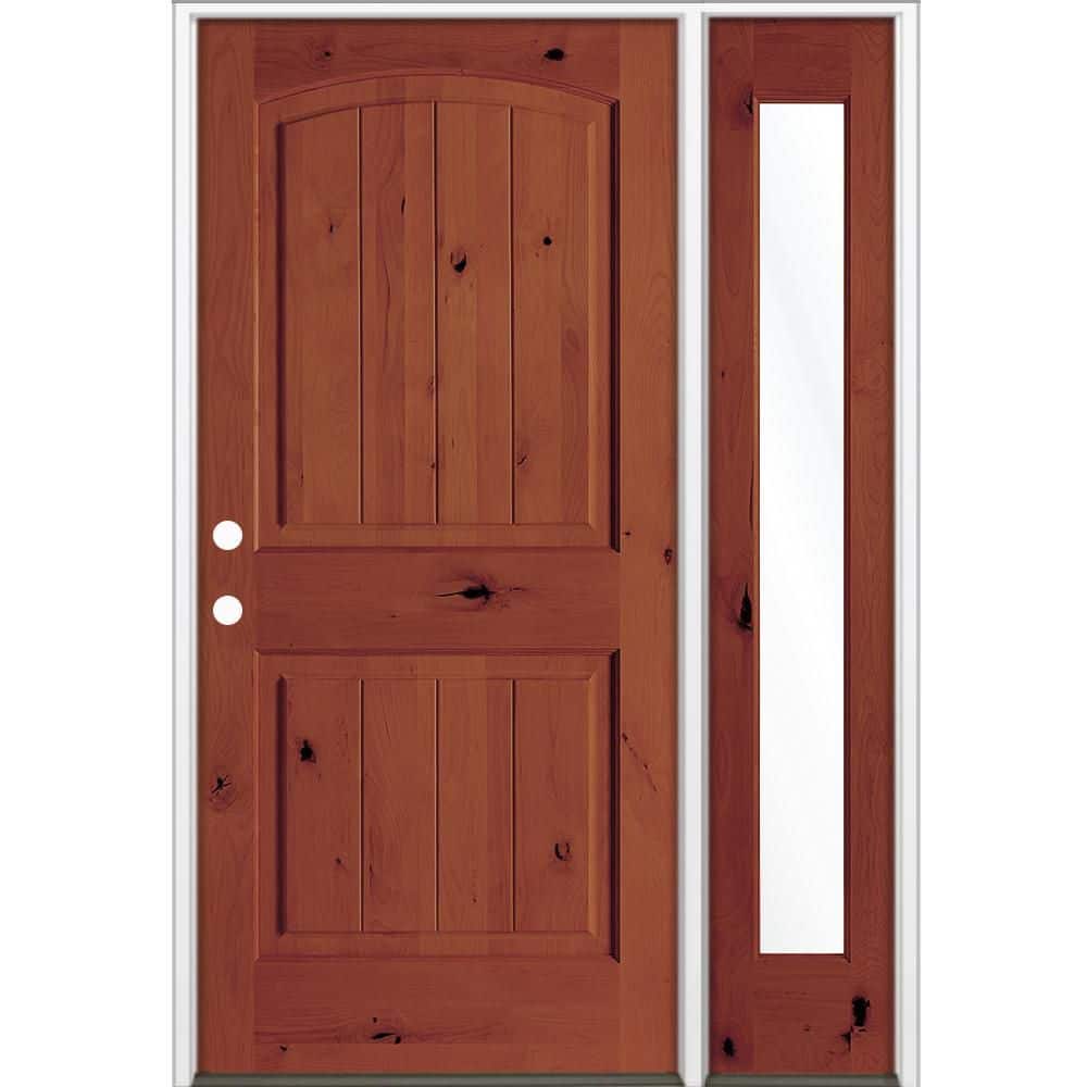 Krosswood Doors 44 in. x 80 in. Knotty Alder Arch Top Right-Hand ...