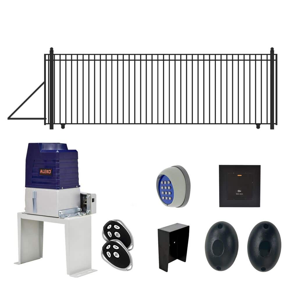 ALEKO 20 ft. x 6 ft. Automated Steel Sliding Driveway Gate and Gate ...