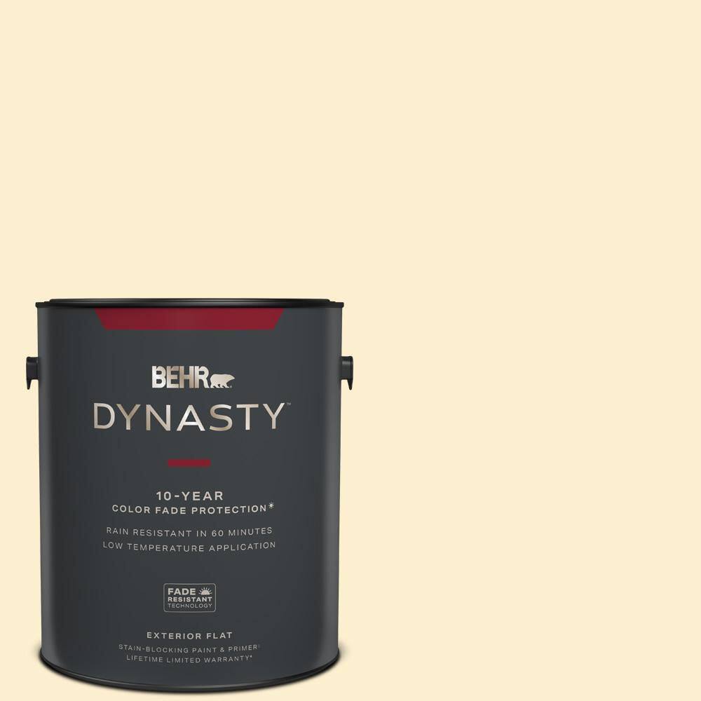 BEHR DYNASTY 1 gal. #370C-2 Custard Cream Flat Exterior Stain-Blocking ...