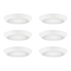 Commercial Electric 6-Pack 6 in. LED Surface Mount Downlight Flush Mount Disk Light, 600-900 ...