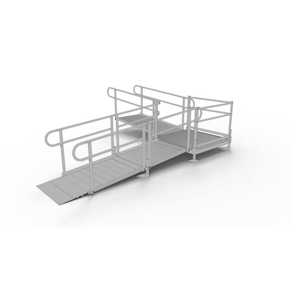 EZ-ACCESS PATHWAY 14 ft. L-Shaped Aluminum Wheelchair Ramp Kit with ...