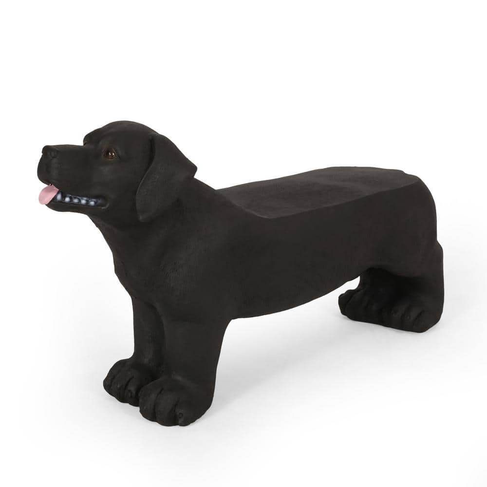 Noble House Romer 31.50 in. 1-Person Matte Black Labrador Dog Stone ...
