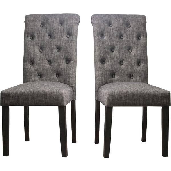HOME IMPORTS EMPORIUM Black/Neutral Gray Fabric Upholstered Wood Frame ...