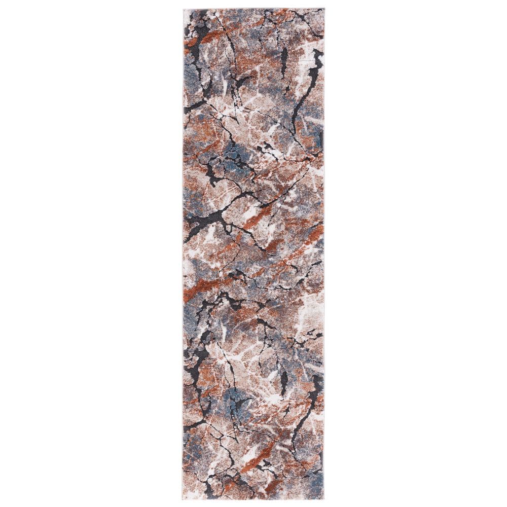 SAFAVIEH Cyrus Shag 2 ft. x 8 ft. Gray/Rust Distressed Marble Runner ...