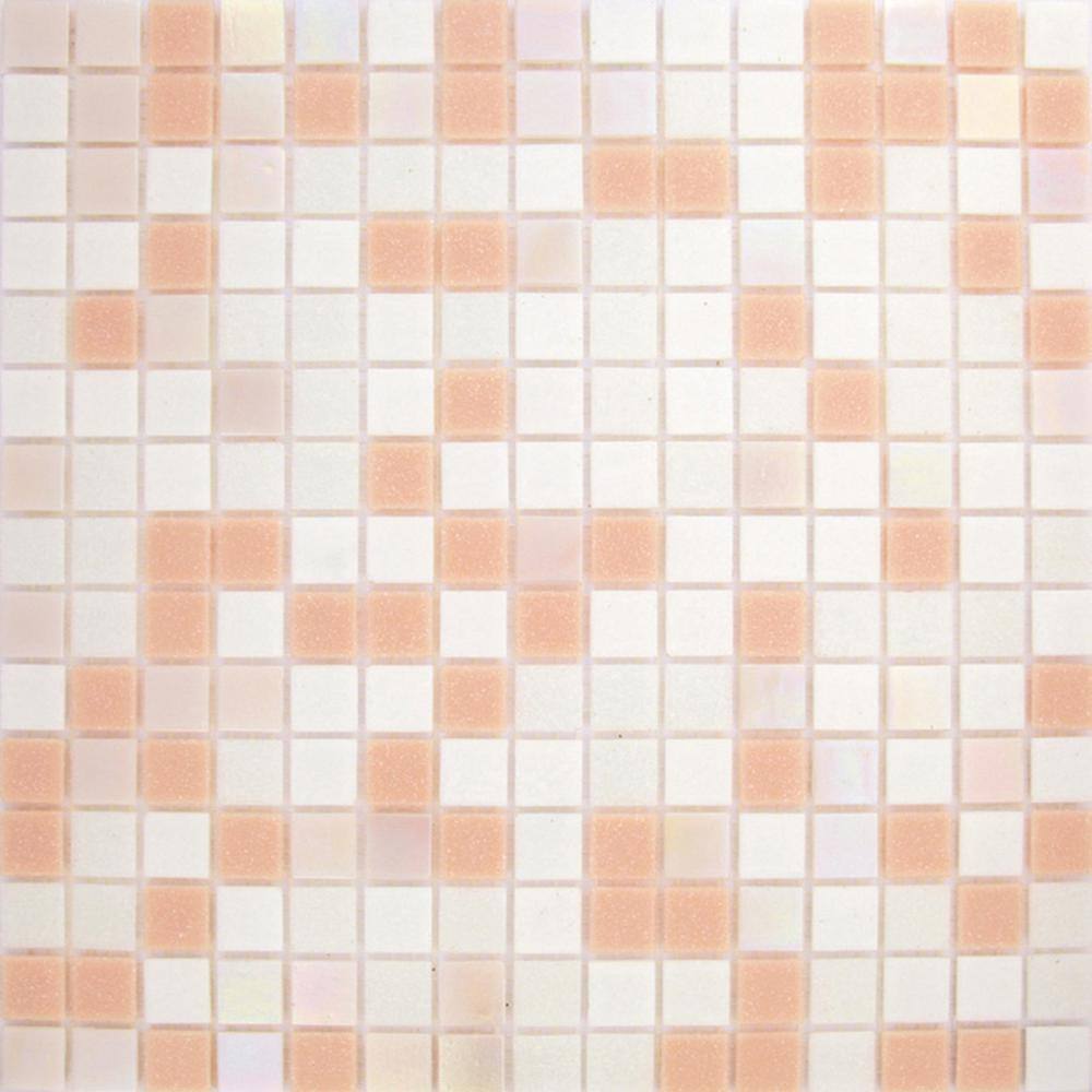 Apollo Tile Mingles 12 in. x 12 in. Glossy Salmon Pink Glass Mosaic ...