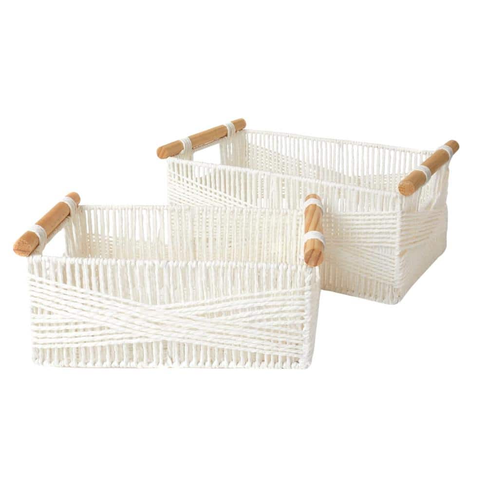 White woven basket store
