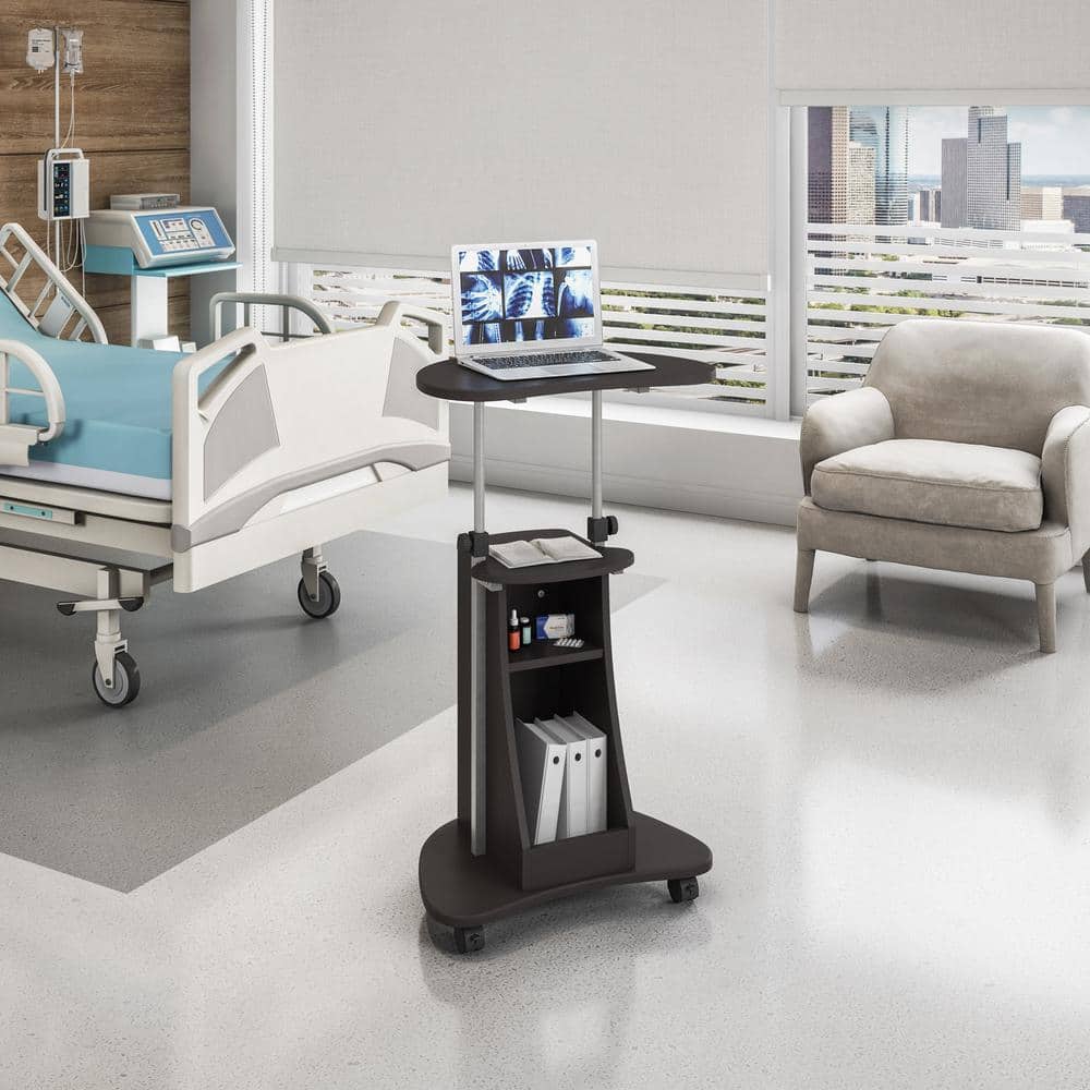 TECHNI MOBILI 22 in. Corner Graphite/Chrome Laptop Desk with Adjustable ...