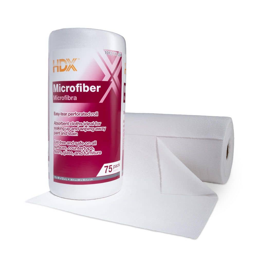 HDX 12 in. W x 12 in. L Microfiber Painter's Towel Roll (75 Pack) MPX-686408-KH - The Home Depot
