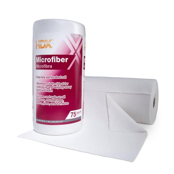 HDX 12 in. W x 12 in. L Microfiber Painter's Towel Roll (75 Pack) MPX ...