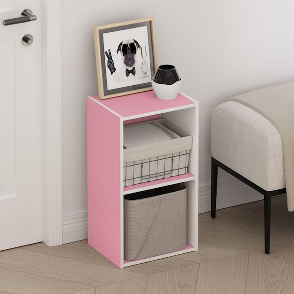 Furinno Tomi 21 in. Tall Pink Wood 2-Shelf Bookcase T21046PIWH - The ...