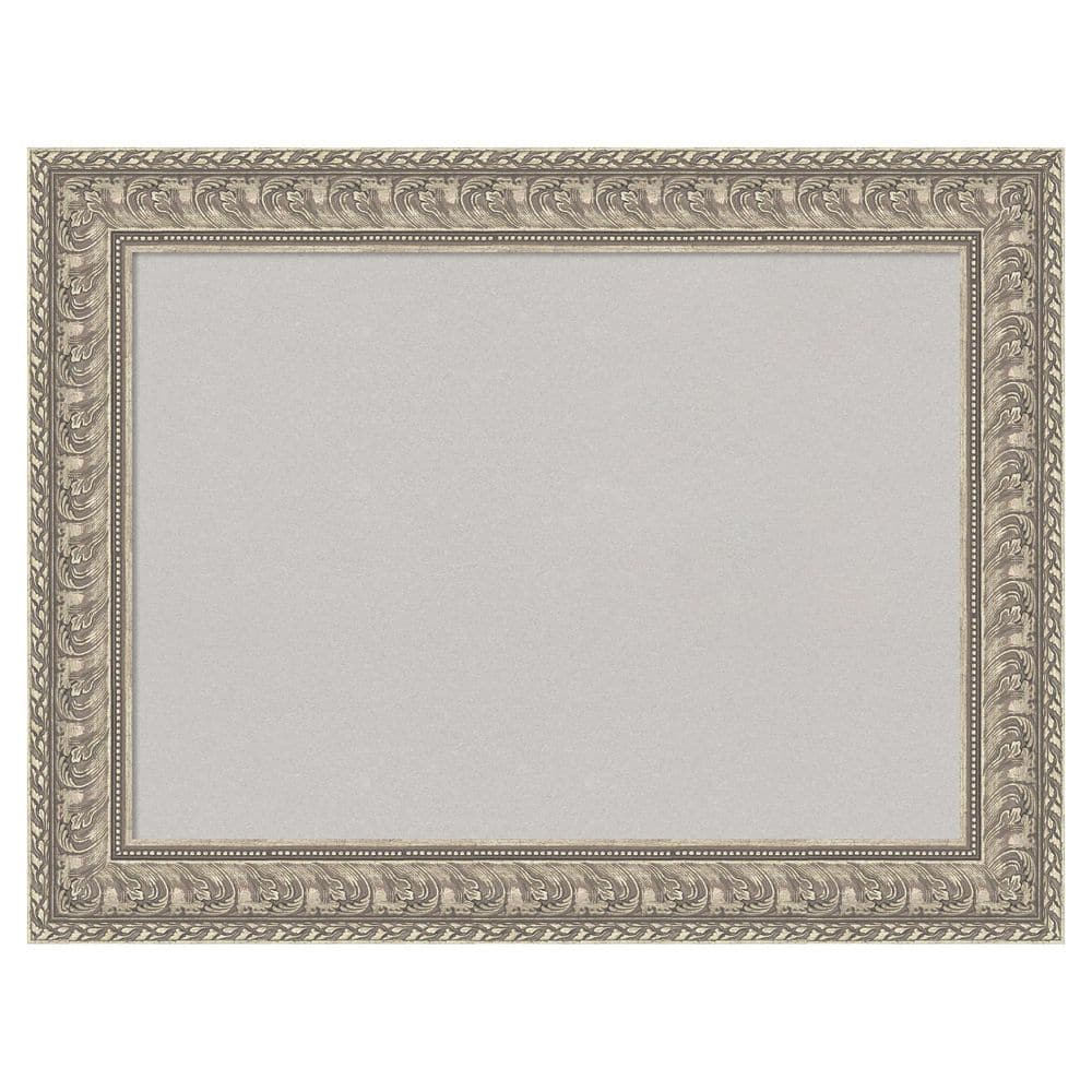 Amanti Art Sydney Silver 35 in. x 27 in. Poly Framed Grey Cork Memo ...