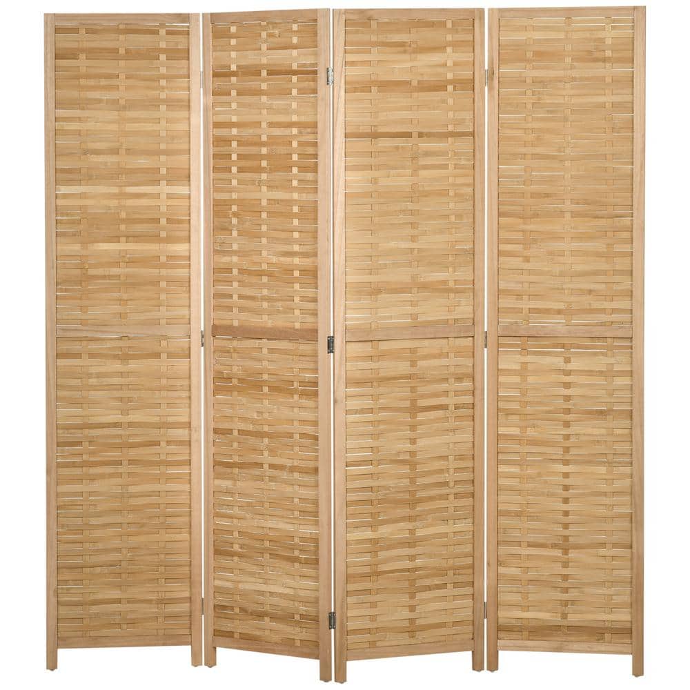 Zeus & Ruta 5.5 ft. Natural Bamboo Folding Privacy Screens, 4 Panel ...