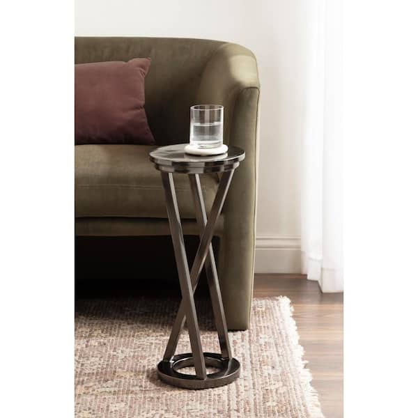 Kate and Laurel Aja 9 in. Pewter Round Metal End Table 229871 - The ...