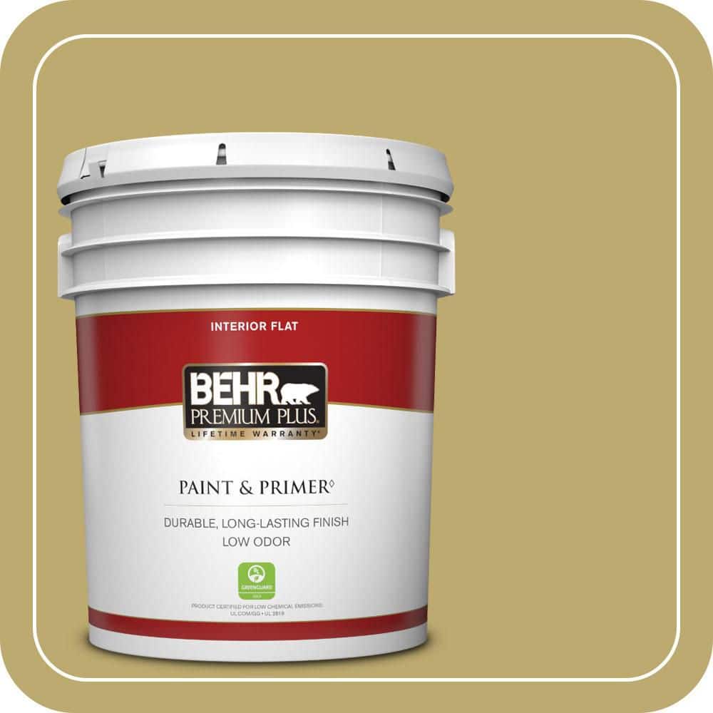 BEHR PREMIUM PLUS 5 gal. #370F-5 Coriander Seed Flat Low Odor Interior ...