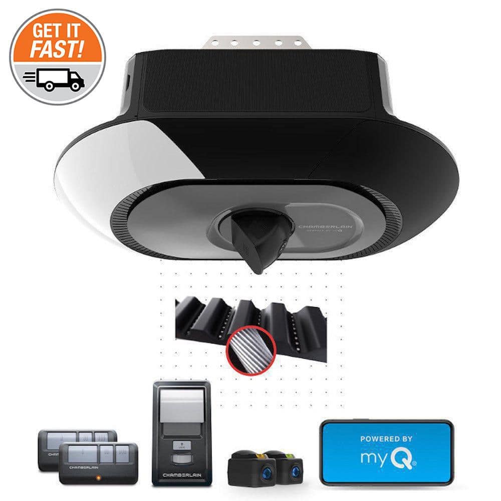 Chamberlain Secure View 3/4 HP LED Quiet Belt Drive Smart Garage Door ...