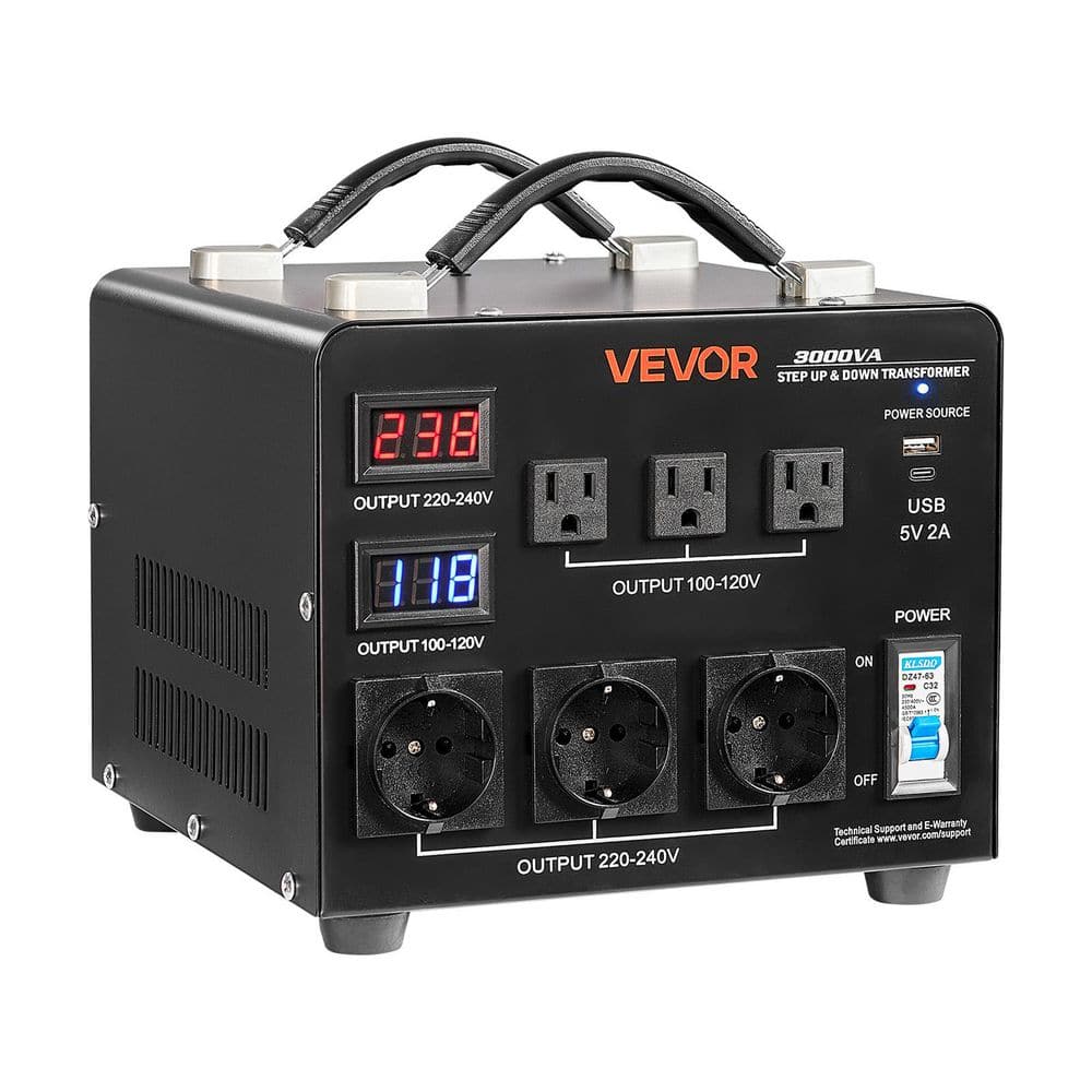 VEVOR Voltage Auto Converter Transformer 3000VA Heavy Duty Step Up/Down ...