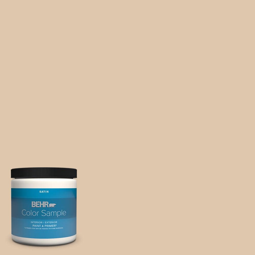 BEHR PREMIUM PLUS 8 oz. #N260-2 Almond Latte Satin Enamel Interior ...