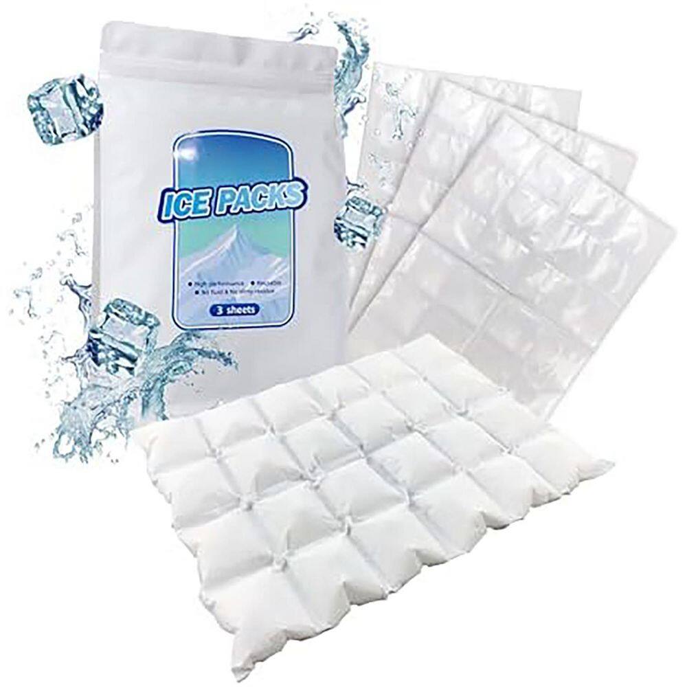 3 Large Reusable Ice Pack Sheets for Coolers, Flexible Ice Sheets ...