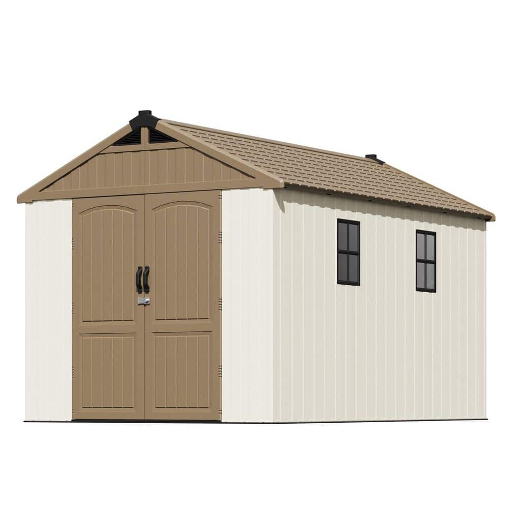 Patiowell 8 ft. W x 12 ft. D Storage Resin Shed with Floor, Windows and ...