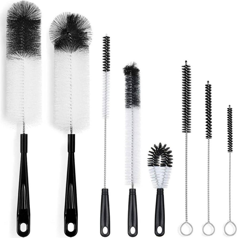 Wellco Bottle Brushes Cleaning Brush Set Black 8-Pack BB8PB - The Home ...