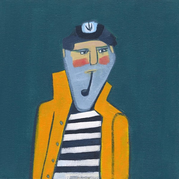 Melissa Van Hise Sailor with Orange Coat by Kate Mancini Unframed ...
