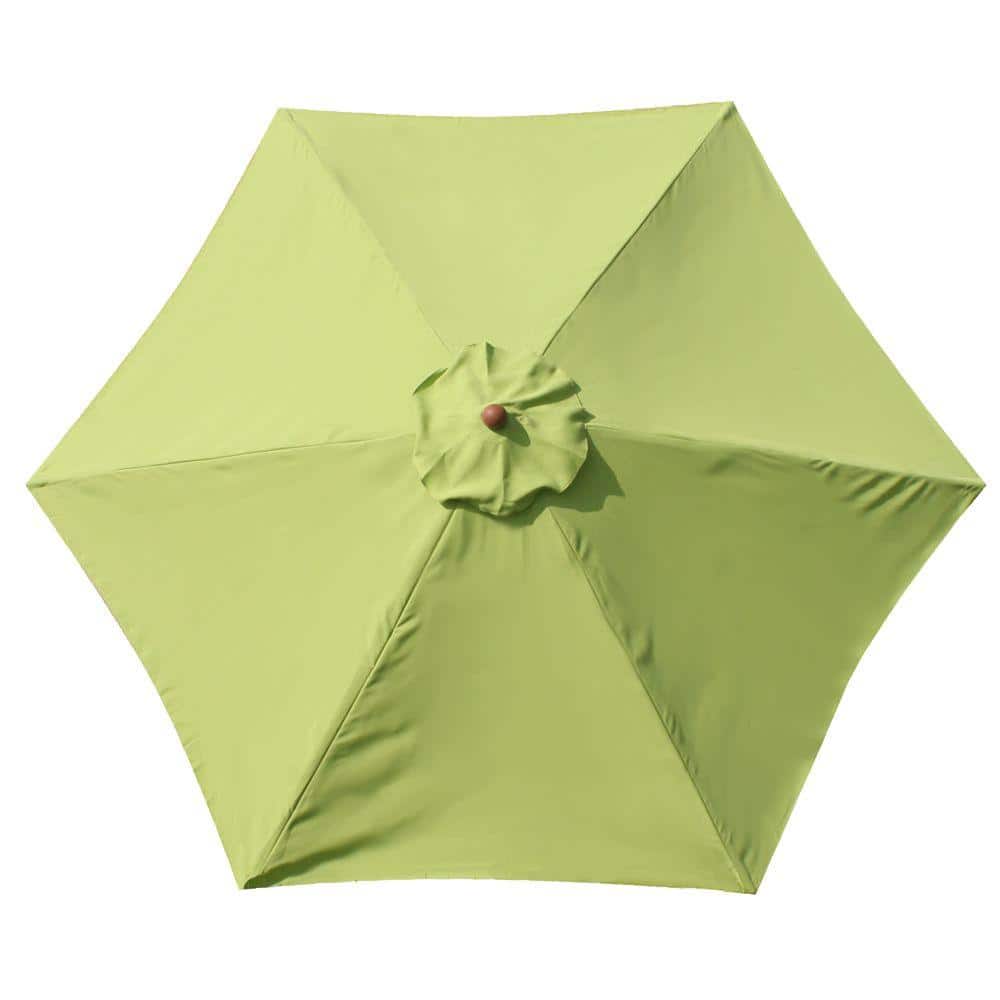 Plantation Patterns 9 ft. Wood Patio Umbrella in Green 9952-01380700 ...