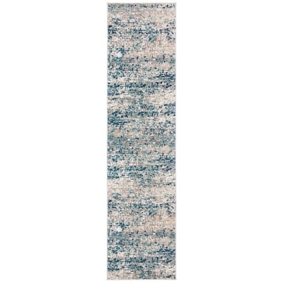 SAFAVIEH Madison Gray/Blue 9 ft. x 12 ft. Abstract Gradient Area Rug ...