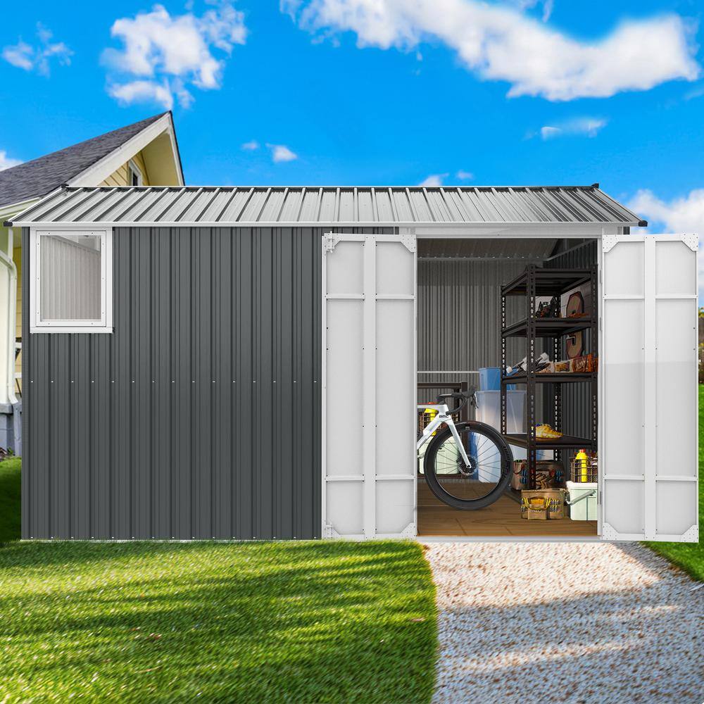Staykiwi 8 ft. W x 12 ft. D Metal Shed with Air Vents and Double Hinged ...