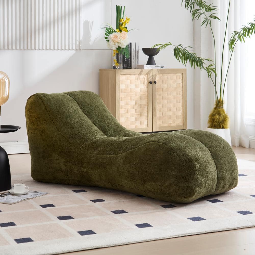 JUJABU 30 in. Olive Green Polyester Bean Bag with High-Quality Sponge ...