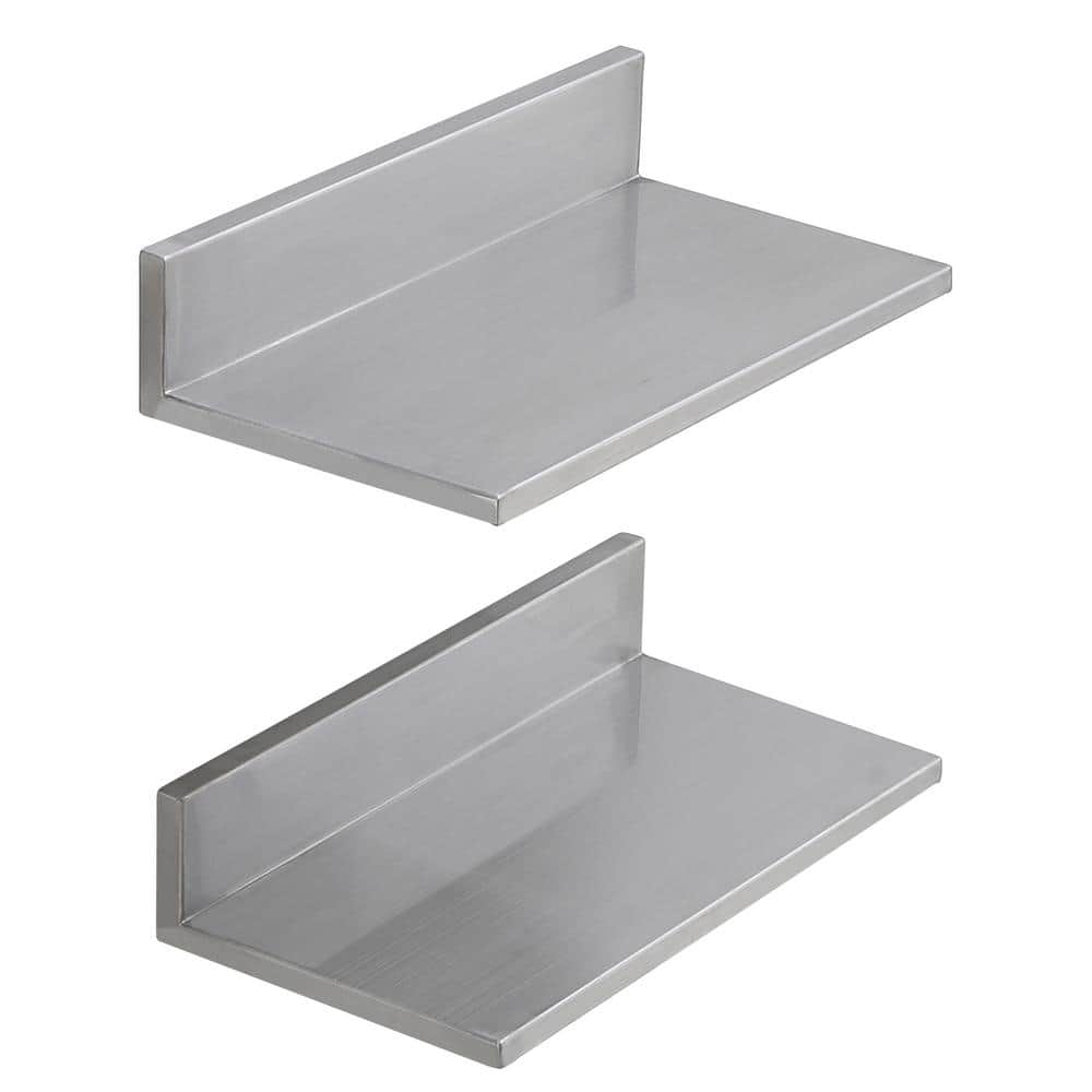 SVOPES 8.6 in. x 16 in. Stainless Steel Wall Mounted Shelf, Floating ...
