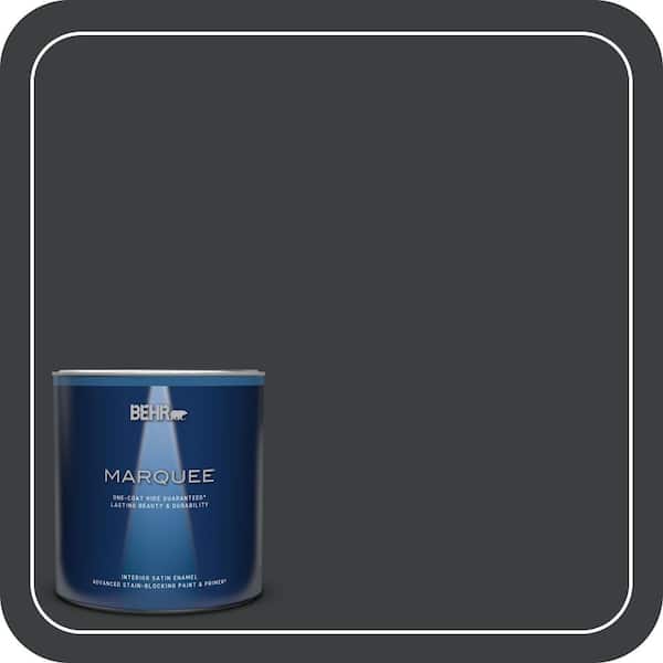 BEHR MARQUEE 1 qt. #ECC-25-3 Obsidian Stone Satin Enamel Interior Paint ...