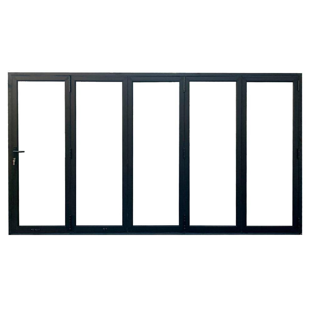 TEZA DOORS Teza 90 Series 192 in. x 96 in. Matte Black Left to Right ...