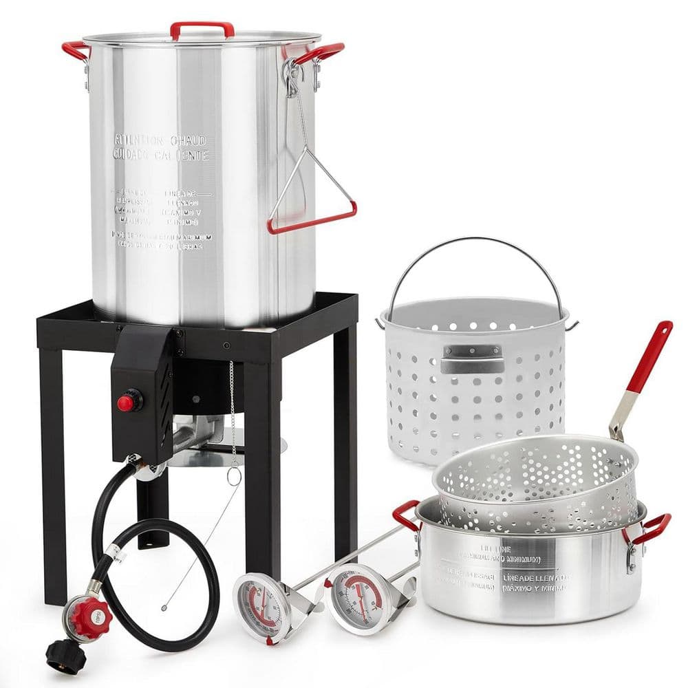 30 qt. 50,000 BTU Turkey Fryer and 10 qt. Seafood Boiler Steamer Kit ...