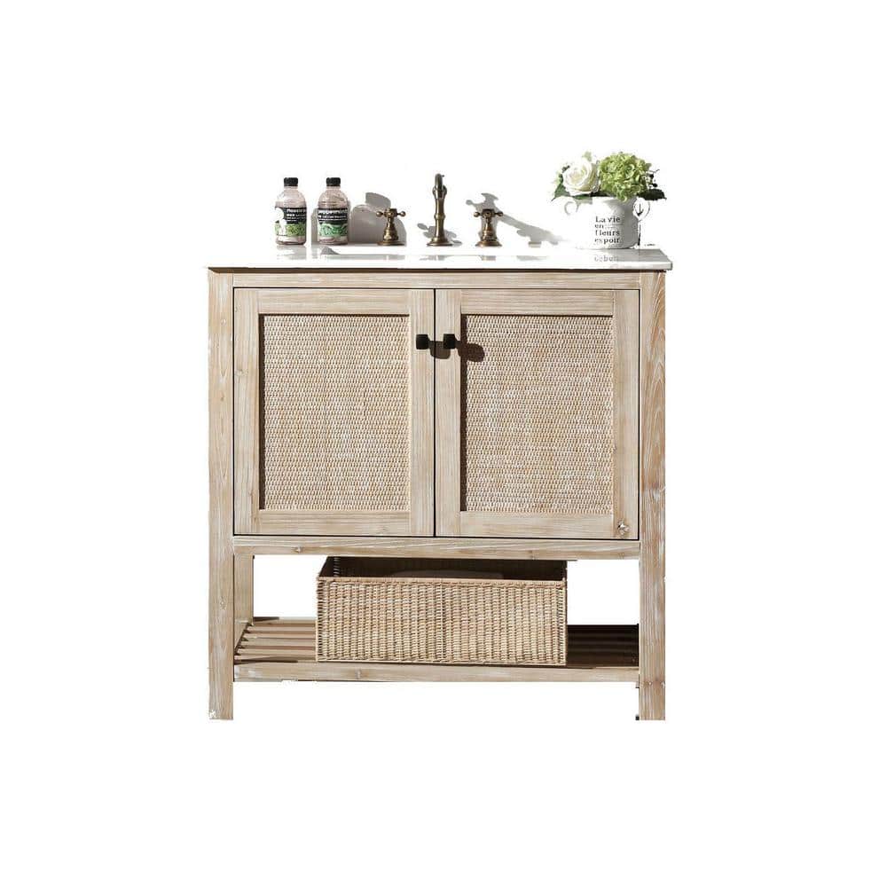 36 in. White wash Vanity with White Marble Top with White Basin WH5136 ...