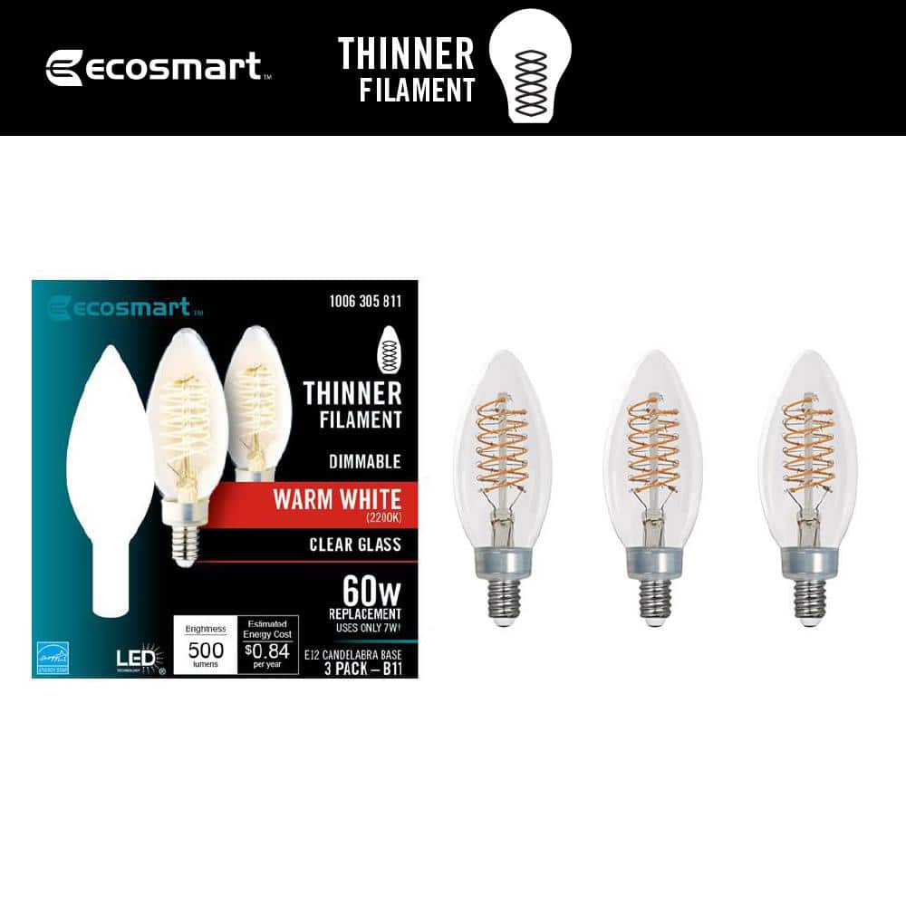 Have a question about EcoSmart 60-Watt Equivalent B11 Dimmable E12 ...