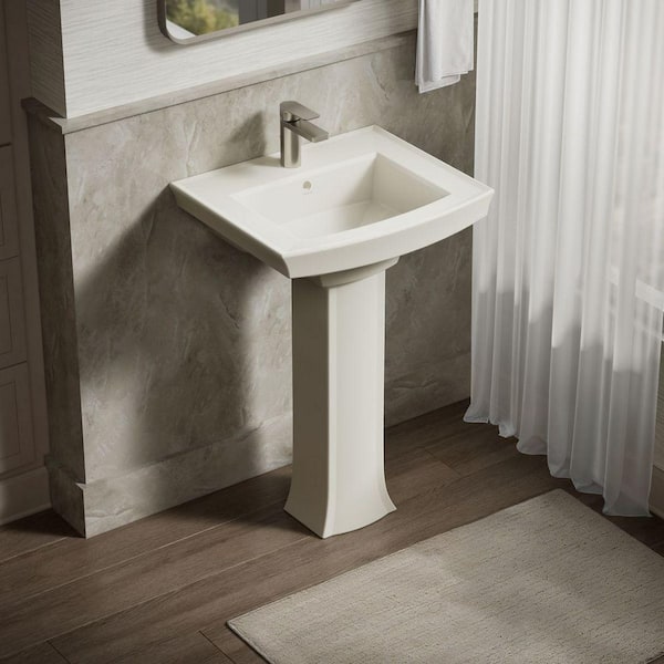 KOHLER Archer 24 in. x 11.94 in. Pedestal Bathroom Sink in White ...