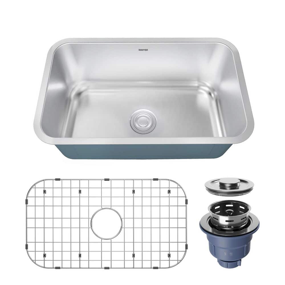 Karran Profile 29-3/4 in. Undermount Single Bowl 18 Gauge Stainless ...