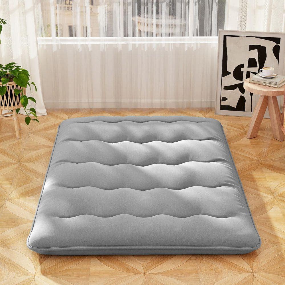Mecale 4 in. Full Size Polyester Fabric Floor Camping Mattress Topper ...