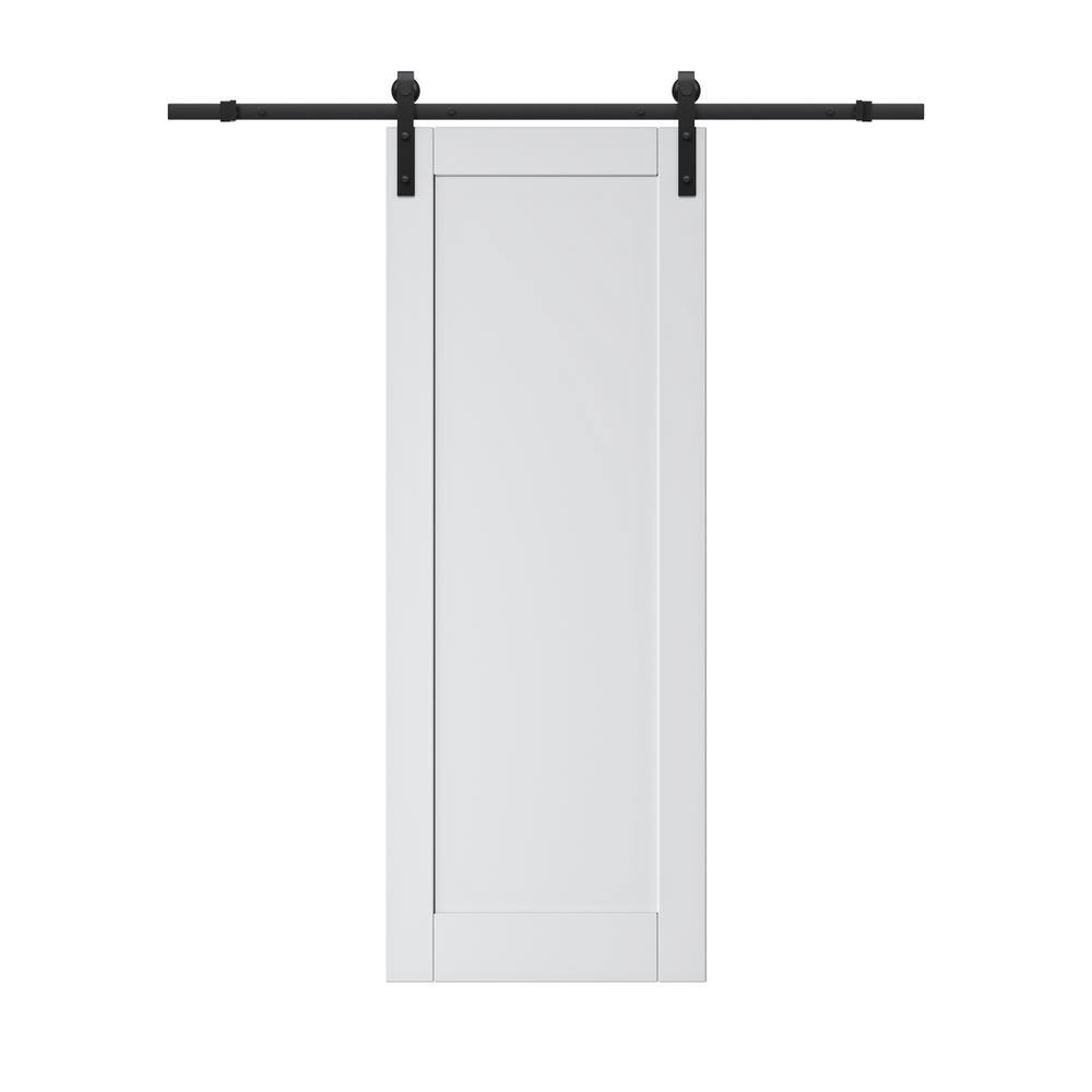 ARK DESIGN 30 in. x 80 in. White Primed Paneled MDF Sliding Barn Door ...