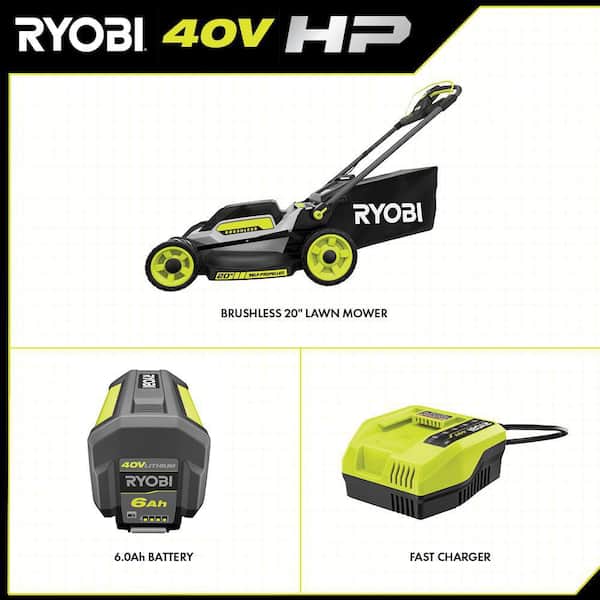 RYOBI RY401180 40V HP Brushless 20 In. Cordless Electric Battery Walk ...