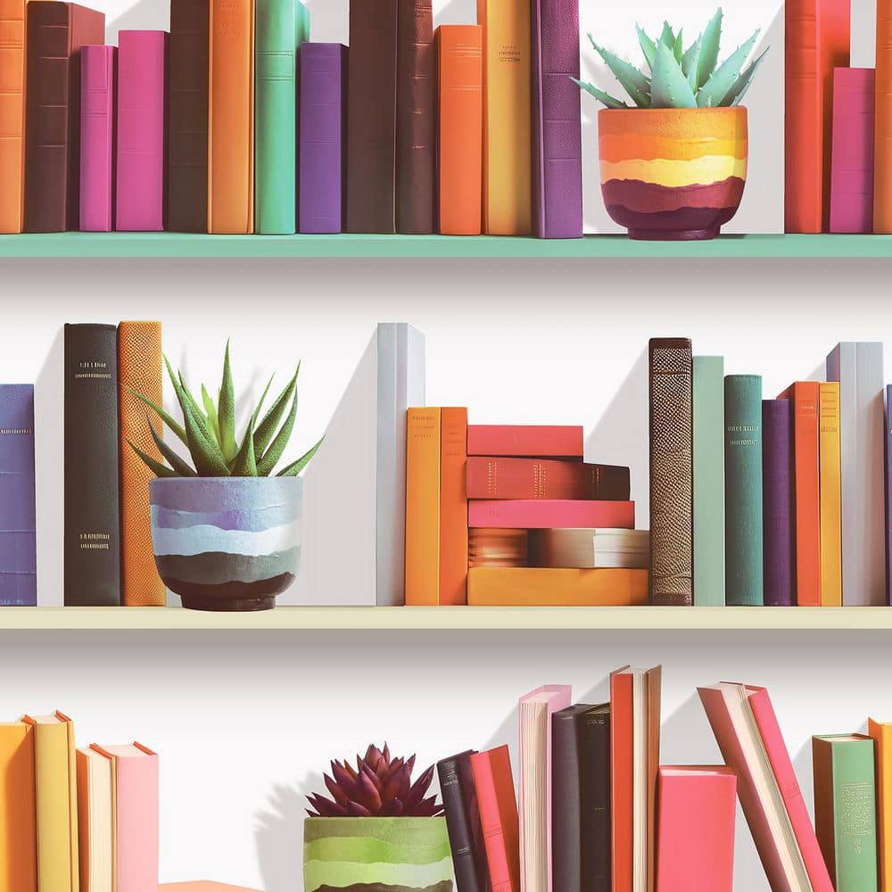 Veer Decor Modern Bookshelf White Ground Wallpaper VRAR10-597 - The ...