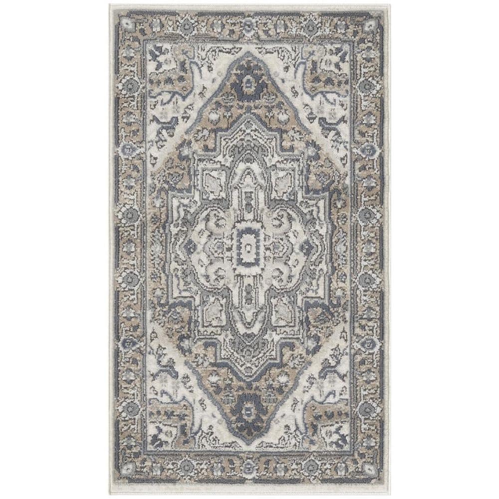 Nourison Concerto Ivory Taupe 2 ft. x 4 ft. Center medallion ...