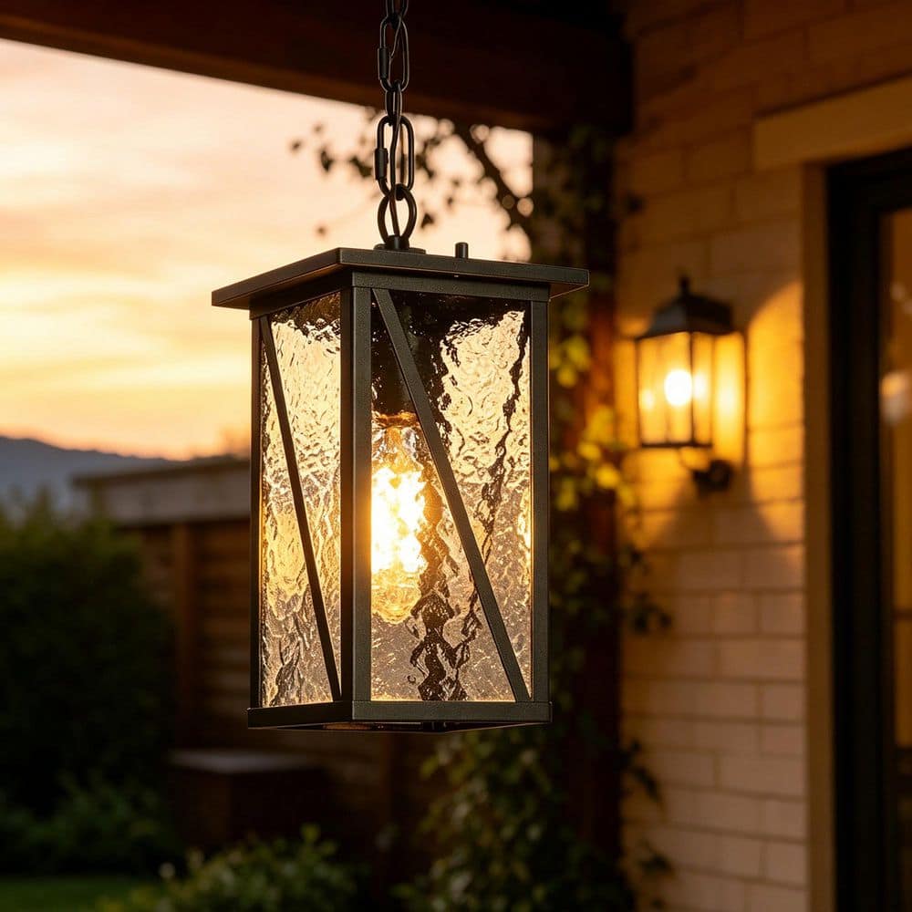 Reviews for LNC Modern 12.5 in. 1-Light Black Outdoor Pendant Light ...