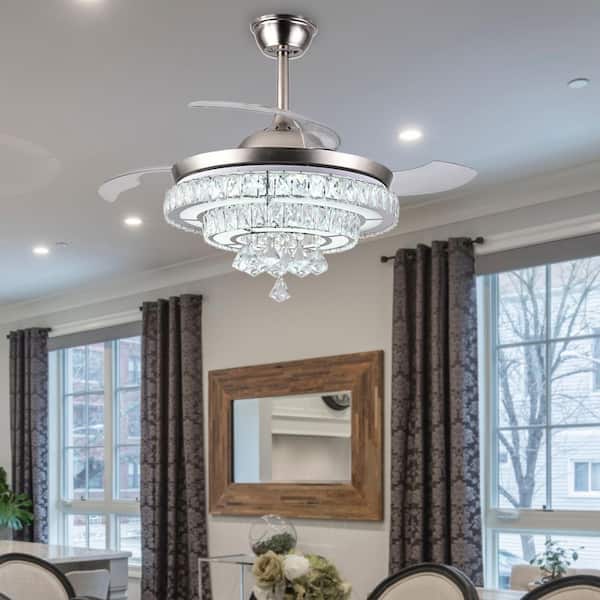 BANSA ROSE Luxury 42 in. Indoor Integrated LED Silver Stainless steel ...